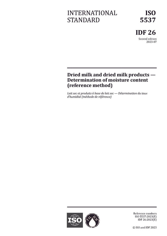 ISO 5537 | IDF 26: 2023 - Dried milk and dried milk products ...